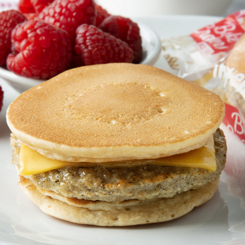 Sandwich, Maple Pancake, WG, Chicken Sausage & Cheese, IW (#9126)