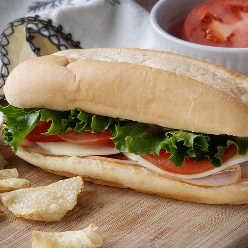 Hoagie Rolls, White, Pan Baked, Split Top, Hinge Sliced, 6" (#4030)